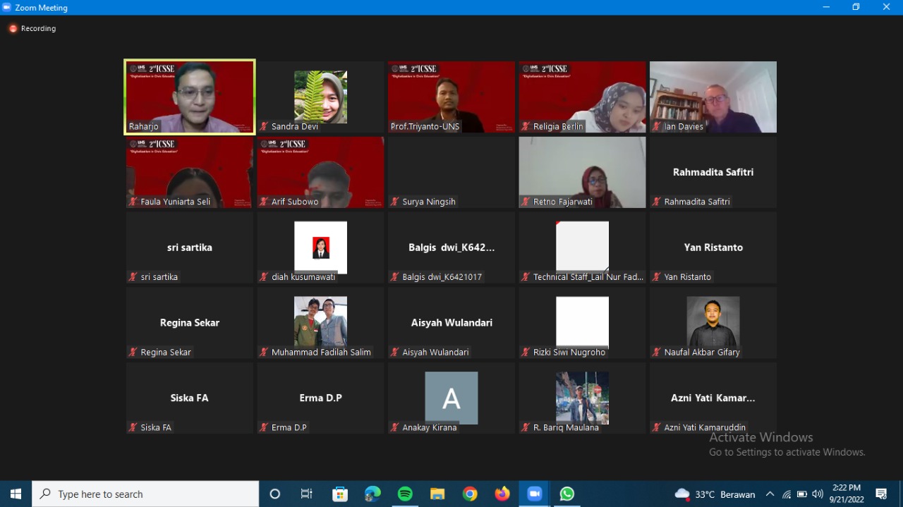 The 2nd ICSSE 2022 “Digitalization in Civic Education“ – S2 Pendidikan Pancasila dan Kewarganegaraan