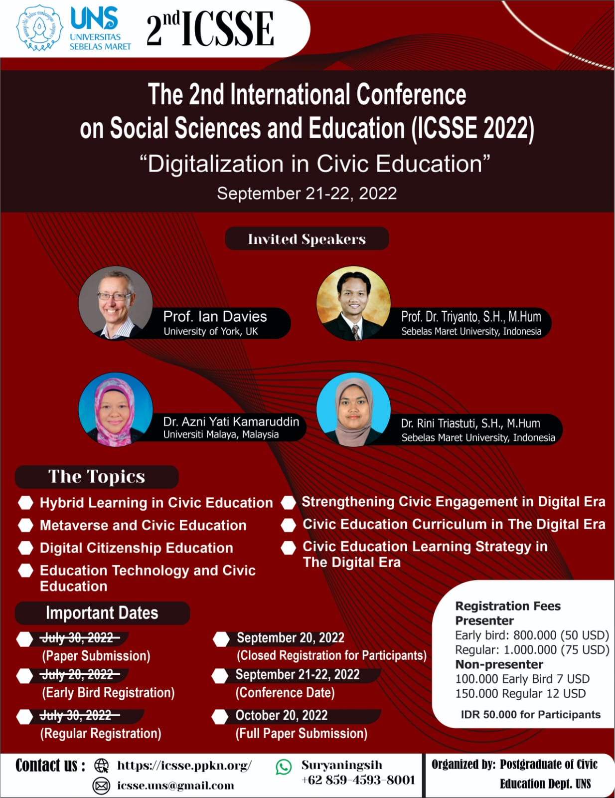 The 2nd ICSSE 2022 “Digitalization in Civic Education“ – S2 Pendidikan Pancasila dan Kewarganegaraan